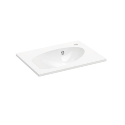 Pebble 600mm White Gloss Floorstanding Basin Unit complete with Basin