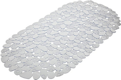 Pebble Non-Slip Clear Shower Bath Mat with Suction Cups PVC Anti Mould ...