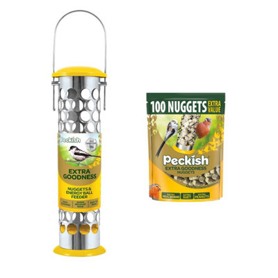 Peckish Suet Ball Nugget Bird Feeder +2KG Bag of Extra Goodness Nuggets ...