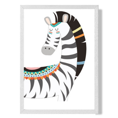 Peeking Zebra Tribal Animal Poster with Hanger / 33cm / White | DIY at B&Q