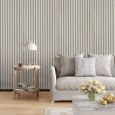 Peel and Stick Wood Grain Stripe PVC Wallpaper Waterproof Wooden Slat ...