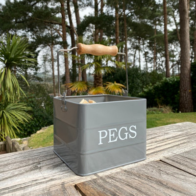 Peg Storage Tin In French Grey | DIY at B&Q