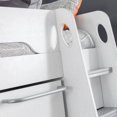 Pegasus White and Silver Wooden High Sleeper Frame Only - 3ft Single