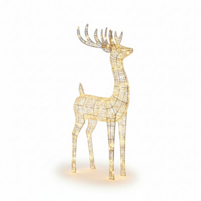 Pegdev - PDL - 118cm Outdoor Metal Silver Deer with 600 Warm White LEDs ...
