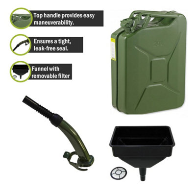 Pegdev - PDL - 20L Heavy Duty Jerry Can with Funnel & Metal Spout - UN ...
