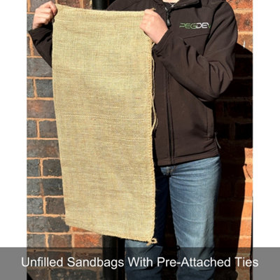 Pegdev - PDL 50 x Hessian Sandbags for Flood Protection - Sacks, Sand ...