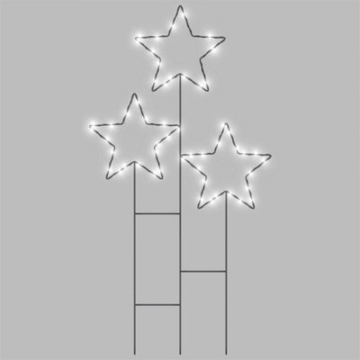 Pegdev - PDL - Christmas Pre Lit 3 Star Cluster with 30 Warm White Micro LEDs Battery Timer ...