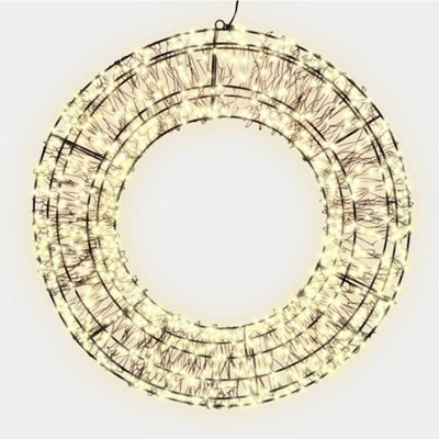 Pegdev - PDL - Christmas Pre Lit Wreath 480 Warm White Micro LEDs with ...