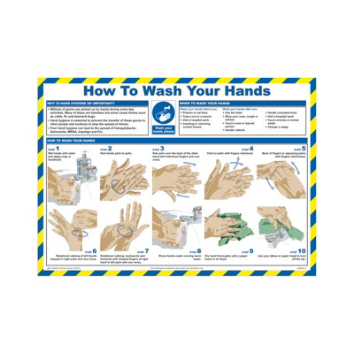 Pegdev - PDL - First Aid Laminated Health & Safety Poster - Wash Your ...