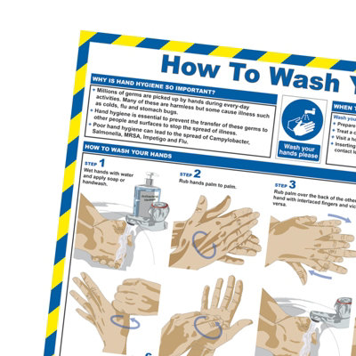 Pegdev - PDL - First Aid Laminated Health & Safety Poster - Wash Your ...