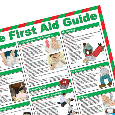 Pegdev - PDL - First Aid Laminated Health & Safety Poster - Workplace First Aid Guide - A2 ...