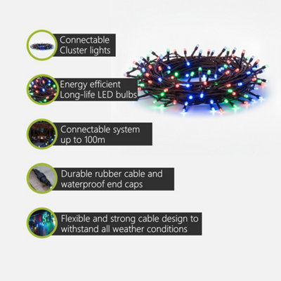 Pegdev - PDL LED Cluster Lights RGB With Flash Black Rubber Cable Mains ...