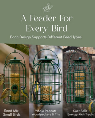 Pelle and Sol Bird Feeder 3-Pack Versatile - Squirrel Proof Metal ...