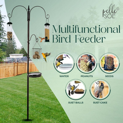 Pelle and Sol Garden Bird Feeding Station 5 in 1 Stand - 3 Feeders and ...