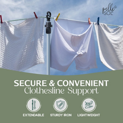 Pelle & Sol 2.2m Telescopic Washing Line Pole Heavy Duty Washing Line ...