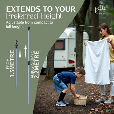 Pelle & Sol 2.2m Telescopic Washing Line Pole Heavy Duty Washing Line ...