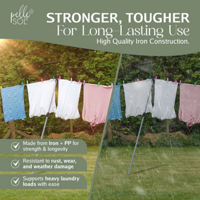 Pelle & Sol 2.2m Telescopic Washing Line Pole Heavy Duty Washing Line ...