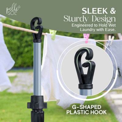 Pelle & Sol 2.2m Telescopic Washing Line Pole Heavy Duty Washing Line ...