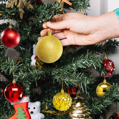 Pelle & Sol Christmas Bauble Set 36-Piece, Red-Gold Shatterproof ...