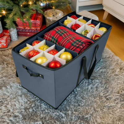 Pelle & Sol Christmas Bauble Storage Box, Grey - 128 Ornament Capacity ...