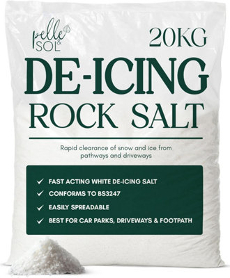 Pelle & Sol Rock Salt - 20 kg,Fast-Acting De-Icing Salt for Melting ...