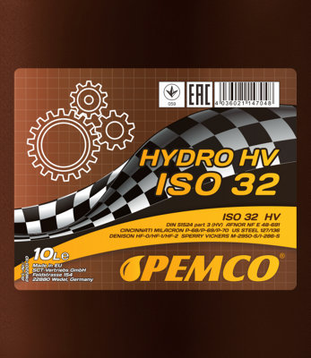 PEMCO Hydro HV ISO 32 Paraffin Hydraulic Fluid 10L SAE MS 1004 DIN ...