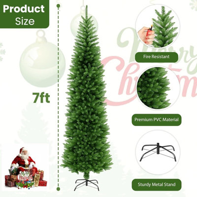 Pencil Slim Artificial Christmas Tree - Realistic Xmas Tree with 620 ...