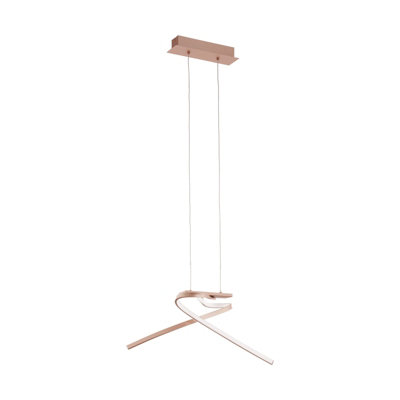 Pendant Ceiling Light Colour Rose Gold Shade White Plastic Bulb LED ...