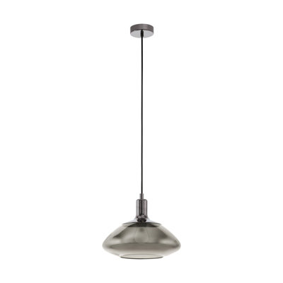 Pendant Light Colour Nickel Shade Black Transparent Smoked Glass Bulb ...