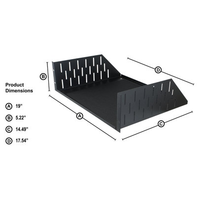 Penn Elcom 3U Rack Shelf Vented 368.2mm/14.5" Deep R1194/3UVK