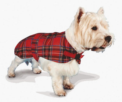 Pennine Tartan Fur Lined Coat Red 76cm