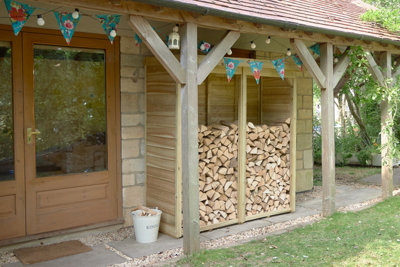 Pent Medium Wooden Overlap Log Store (1.8m x 0.9m)