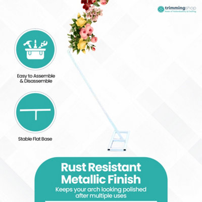 Pentagon Arch Stand Metal Backdrop Stand Garden Arbors - 6.5ft, White