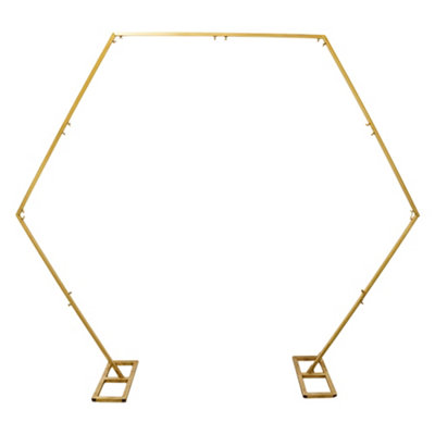 Pentagon Arch Stand Metal Backdrop Stand Garden Arbors - 6.8ft, Gold