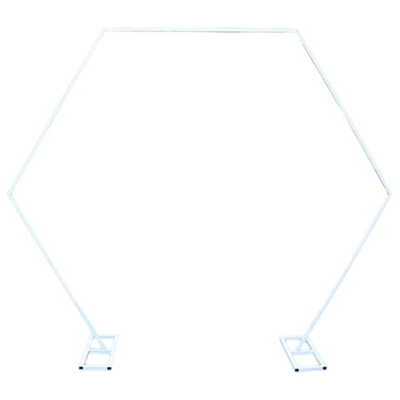 Pentagon Arch Stand Metal Backdrop Stand Garden Arbors - 6.8ft, White