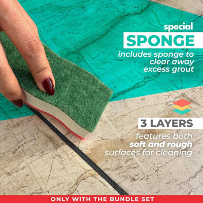 PentaUSA Grout Reviver Set, ReadyMix with Sponge, Rake, Floater, Grout ...