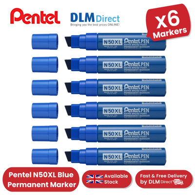 PENTEL N50XL PERMANENT MARKER BLUE - Pack of 6