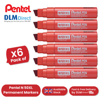 PENTEL N50XL PERMANENT MARKER RED - Pack of 6