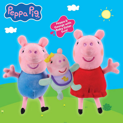 Peppa Pig 3 Pack - Peppa with and Evie Soft Plush Toy Set