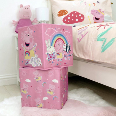 Peppa Pig Storage Box Stars Compact Foldable Kids Tidy Cube Shoe Space ...