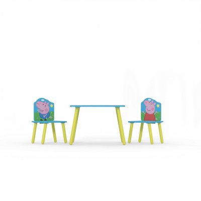 Peppa Pig Table and 2 Chairs, Yellow, Blue, Childs, 18m to 6 yrs