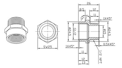 PEPTE 1/2 Inch BSP Female to NPT Male Thread Adaptor UK Thread to American