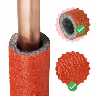 PEPTE 10 Meters of RED 15mm Extra Strong Pipe Foam Insulation Lagging ...