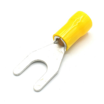PEPTE 100 x 6.4mm Yellow Cable Crimp Fork Spade Terminals Connectors