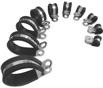 PEPTE 10pcs x 5mm Rubber Lined Cable P Clips Steel Hose P Clamps