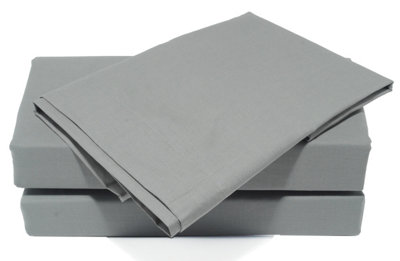 Percale 180 Thread Count Double Bed Flat Sheet Grey