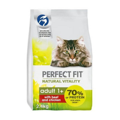 Perfect Fit Natural Vitality Adult Dry Cat Food Beef & Chicken 2.4kg ...