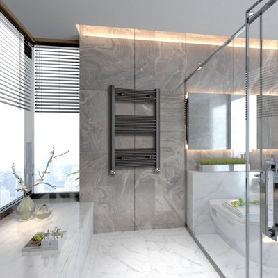 Perfect Sanitary Bathroom Radiator 1000x450mm Black Straight Style ...