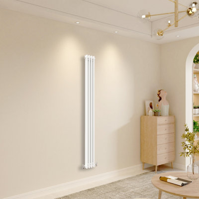 Perfect Sanitary Vertical Radiator 1800x200mm White Double Cast Iron ...