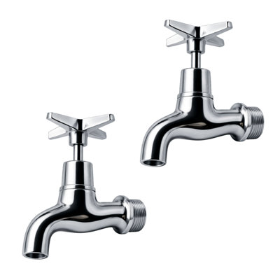 PERFORMA Chrome Basin Pillar Tap Pair, Classic Hot & Cold Taps for Two ...